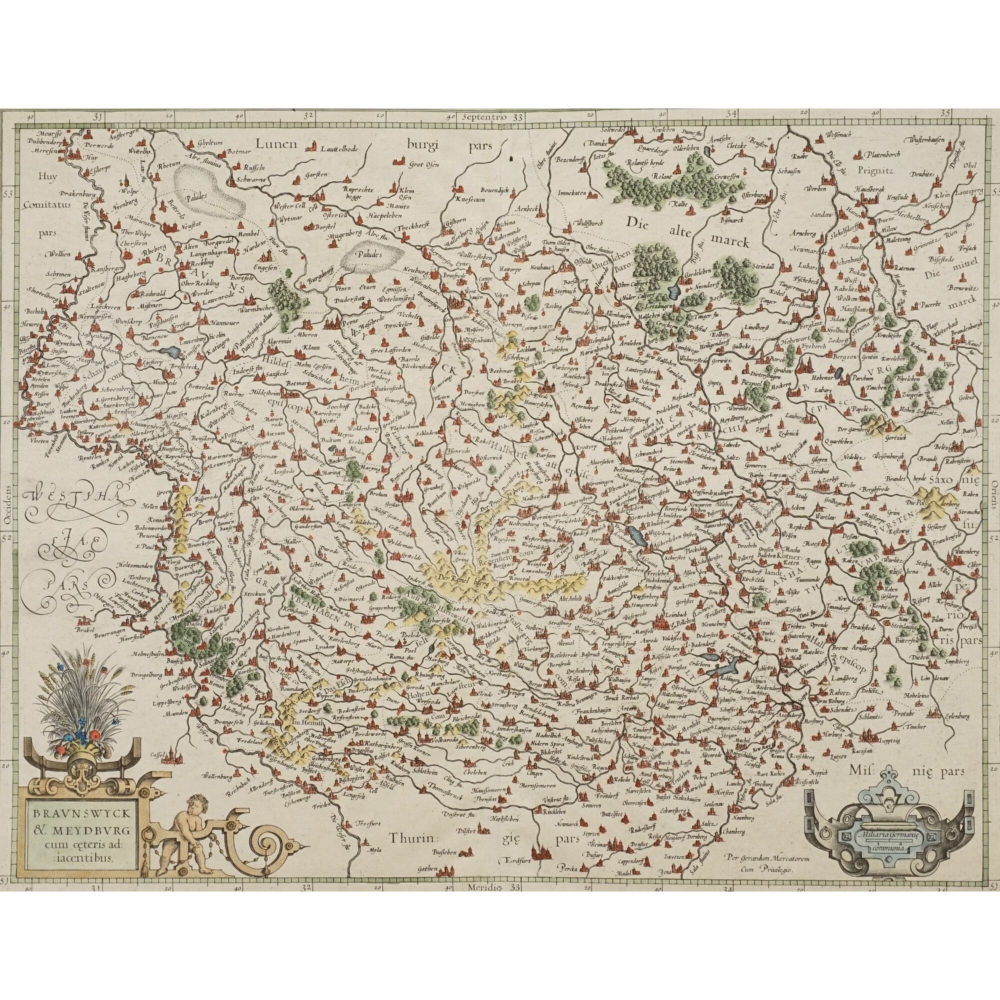 Gerhard Mercator, "Landkarte der Harzregion" - auctions & price archive