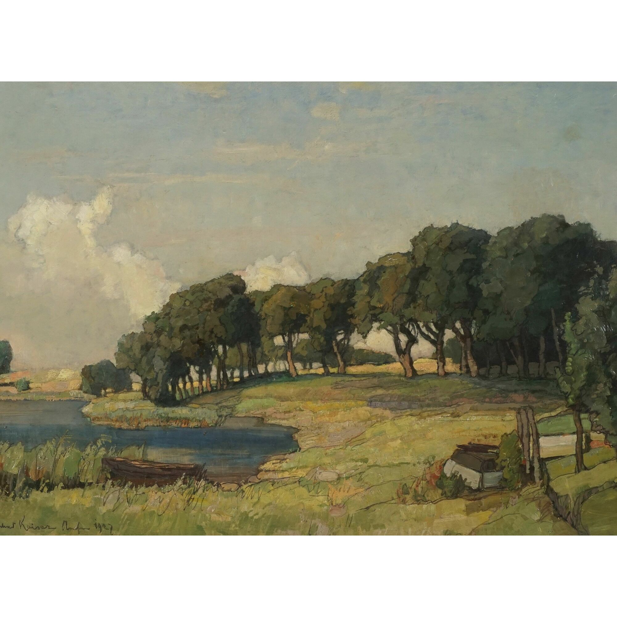 Richard Kaiser, "Bäume am Wasser" Richard Kaiser (1868-1941), "Bäume am ...