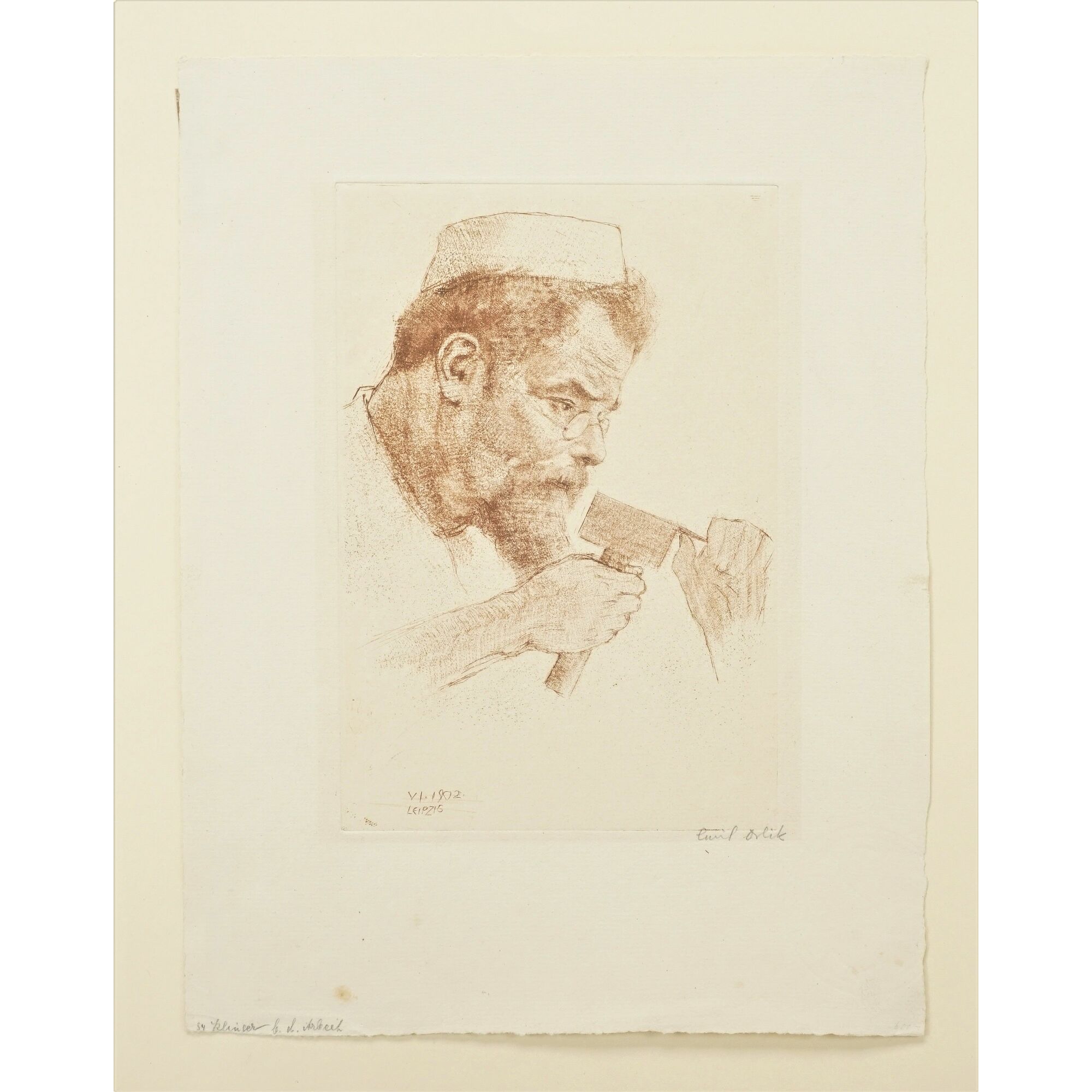 Emil Orlik, "Klinger bei der Arbeit" Emil Orlik (1870-1932), "Klinger ...